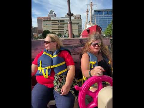 Bumper boat "pirate ships" in Baltimore inner harbor - Friday, 9/2/22