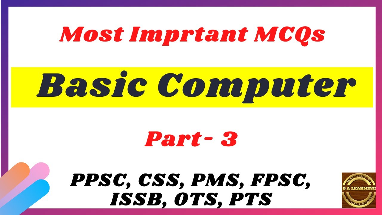 Basic Computer MCQS Part-3 | computer mcqs for ppsc | Computer mcqs for nts with answers