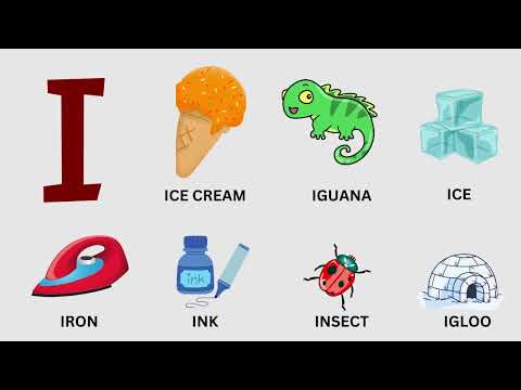 Letter I flashcards | Learn letter (I) words for kids | I Flashcards