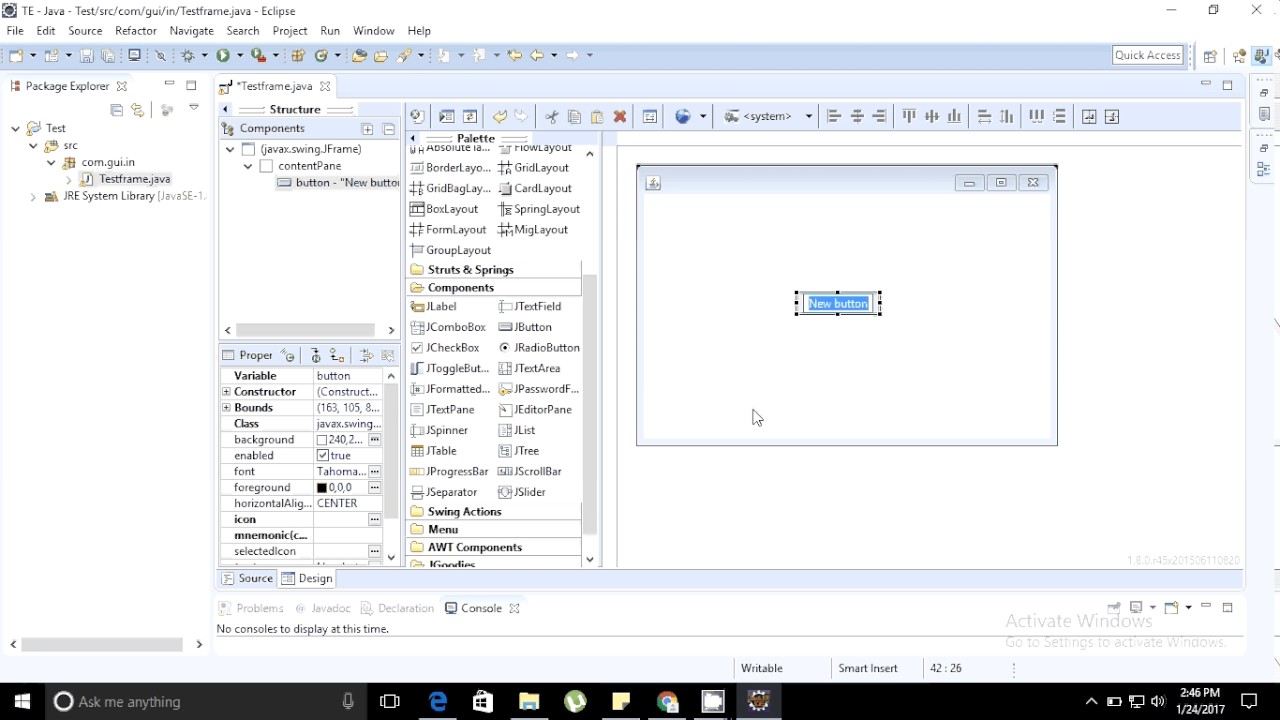 Swing Java Button Click Event