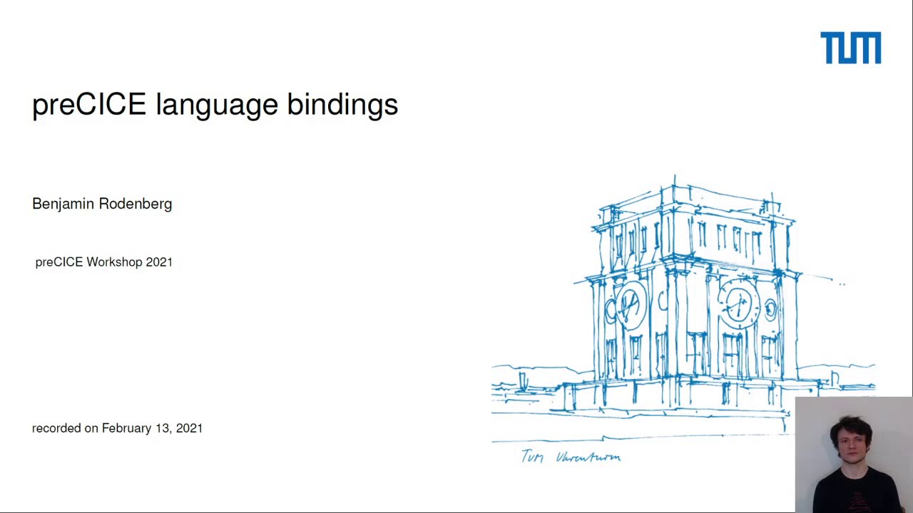 preCICE language bindings (Benjamin Rodenberg, preCICE Workshop 2021)