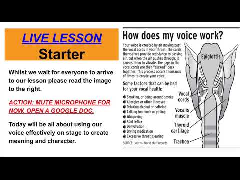 Drama Virtual Learning Vocal Skills Lockdown Lesson Vocal Workshop KS3 Drama Pitch Pace Pause Tone