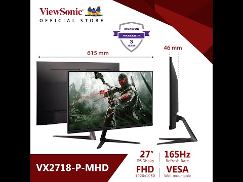 ViewSonic Curved Gaming Monitor VX2718-PC-MHD at 165hz Refresh rate, 1MS response time.
