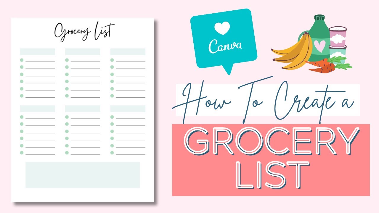 How To Create Printable Grocery List | Master Grocery List Printable | Canva Tutorial