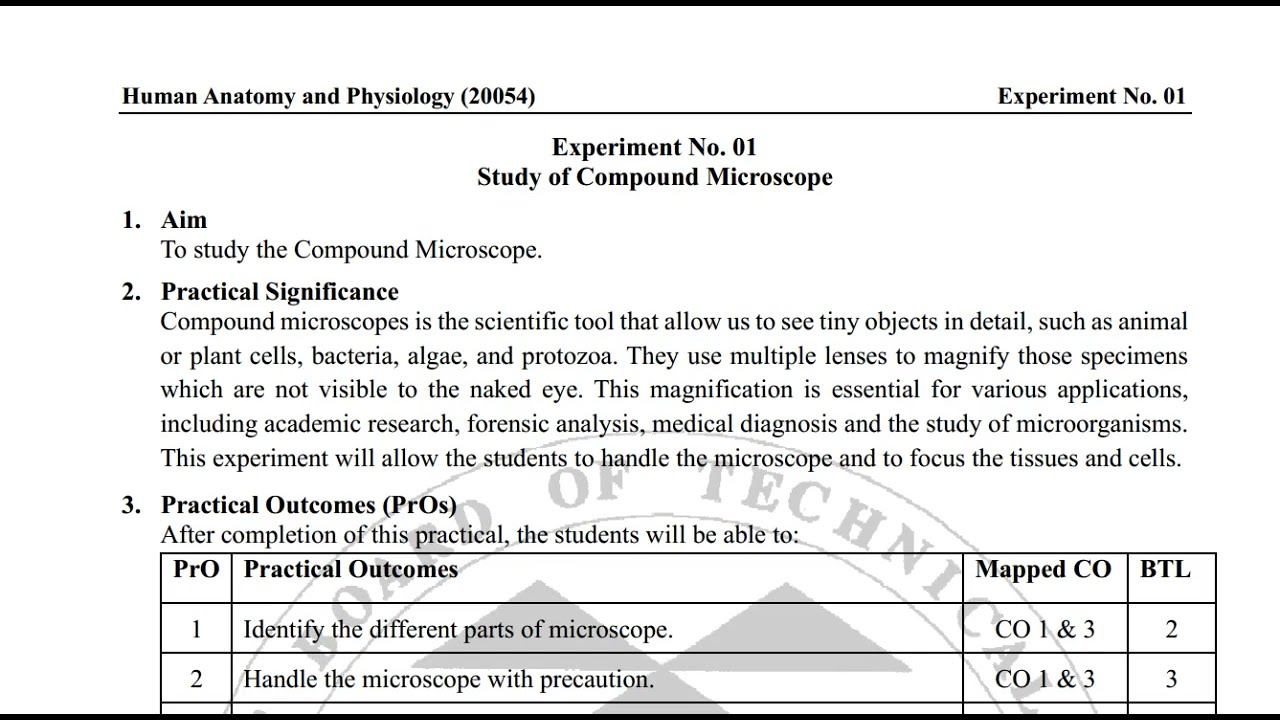 HAP Experiment 1 | Study of Microscope | Bright Pharma |