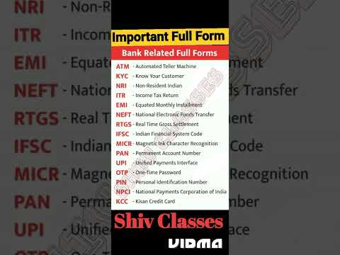Bank related full forms / Important Banking & Finance form #bank #banking #shorts #viral #fullform