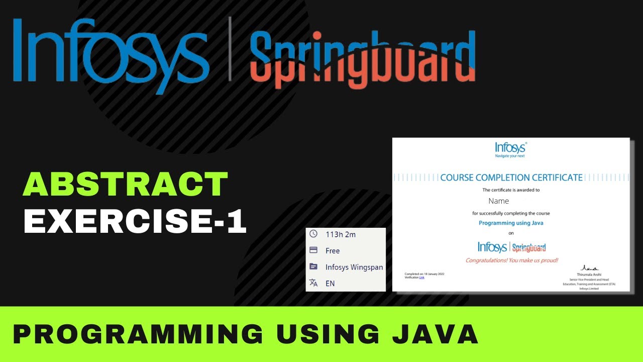 Abstract Exercise - 1 | Programming Using Java | Infosys Springboard