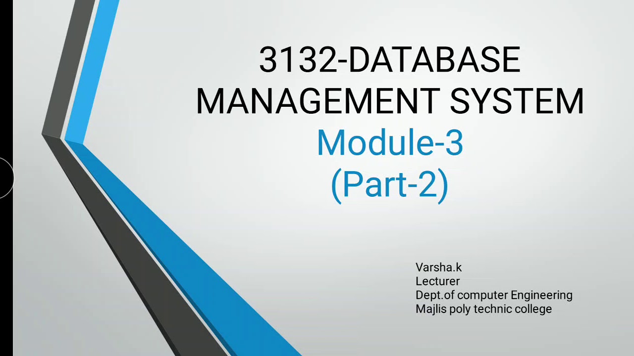 DBMS|| Module-3|| Part-2