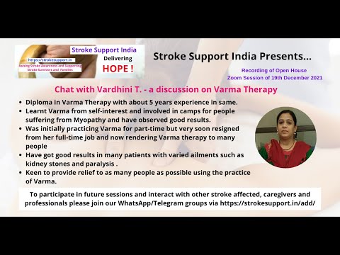 Varma Therapy for Stroke affected - Chat with Ms Vardhini T.