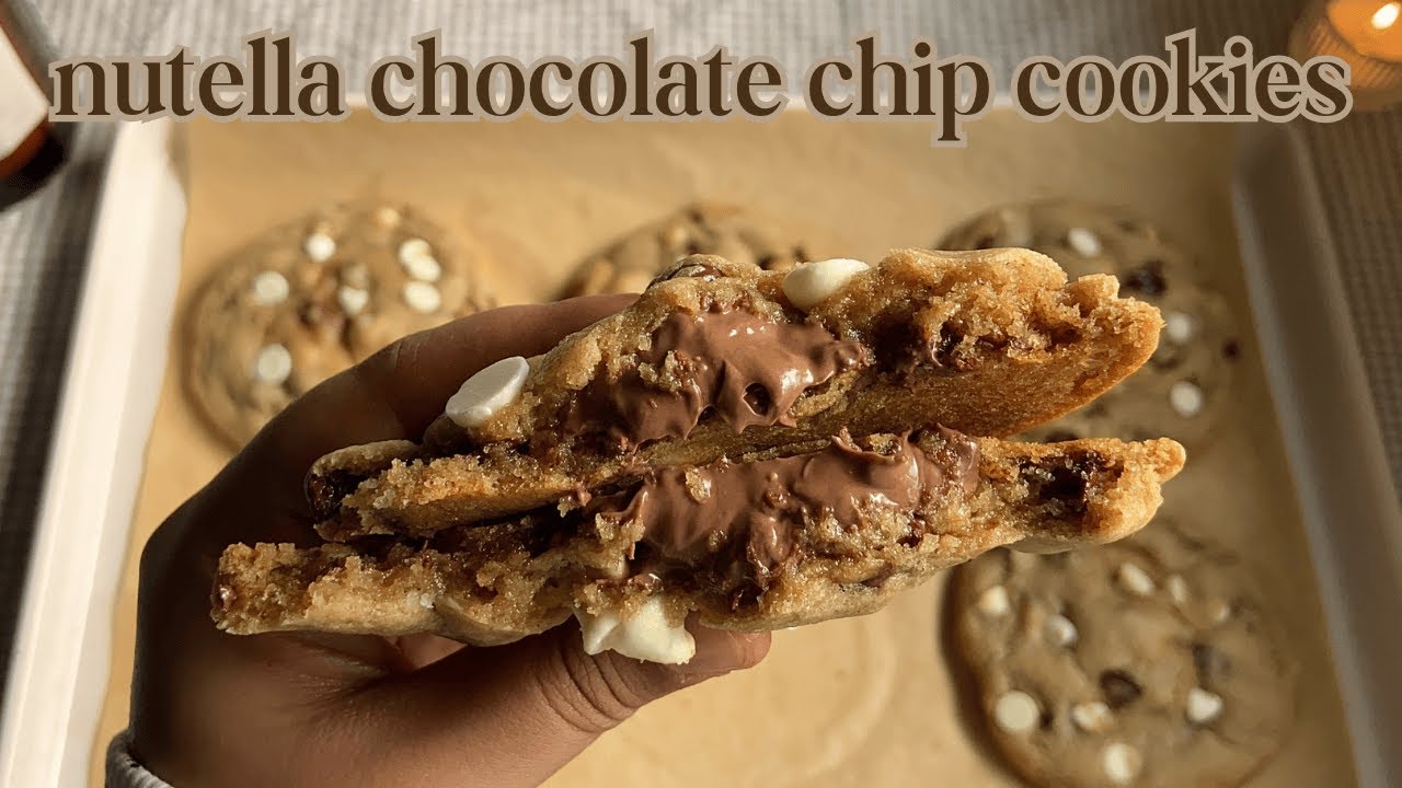 Creamy Nutella Stuffed Chocolate Chip Cookies ♡ Bake With Me