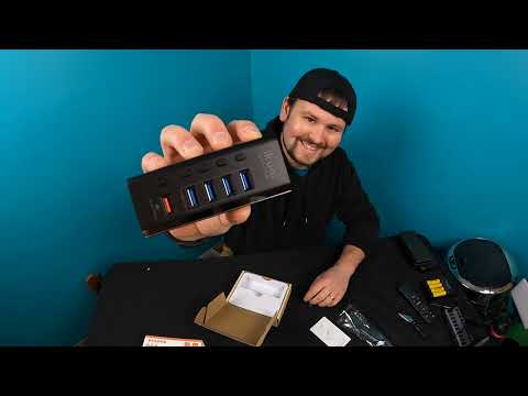 Unboxing:Powered USB Hub, ikuai 5-Port USB 3.0 Hub with 4 USB 3.0 Data Ports and 1 USB Fast charge