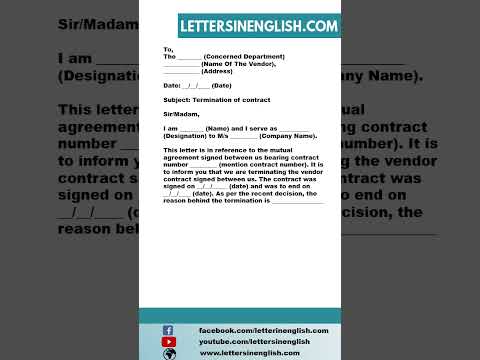 Contract Termination Letter to Vendor