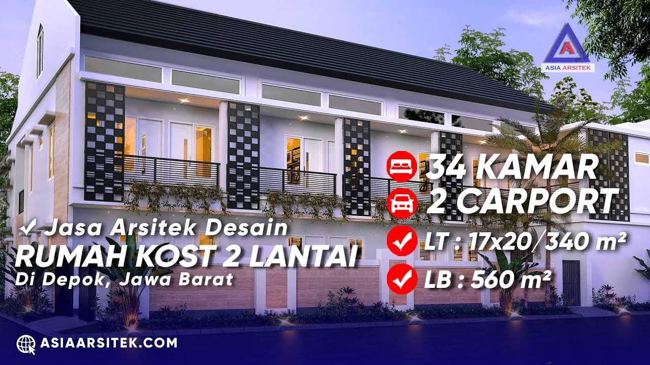 Jasa Arsitek Desain Bangun Rumah Kost 2 Lantai Di Depok Jawa Barat