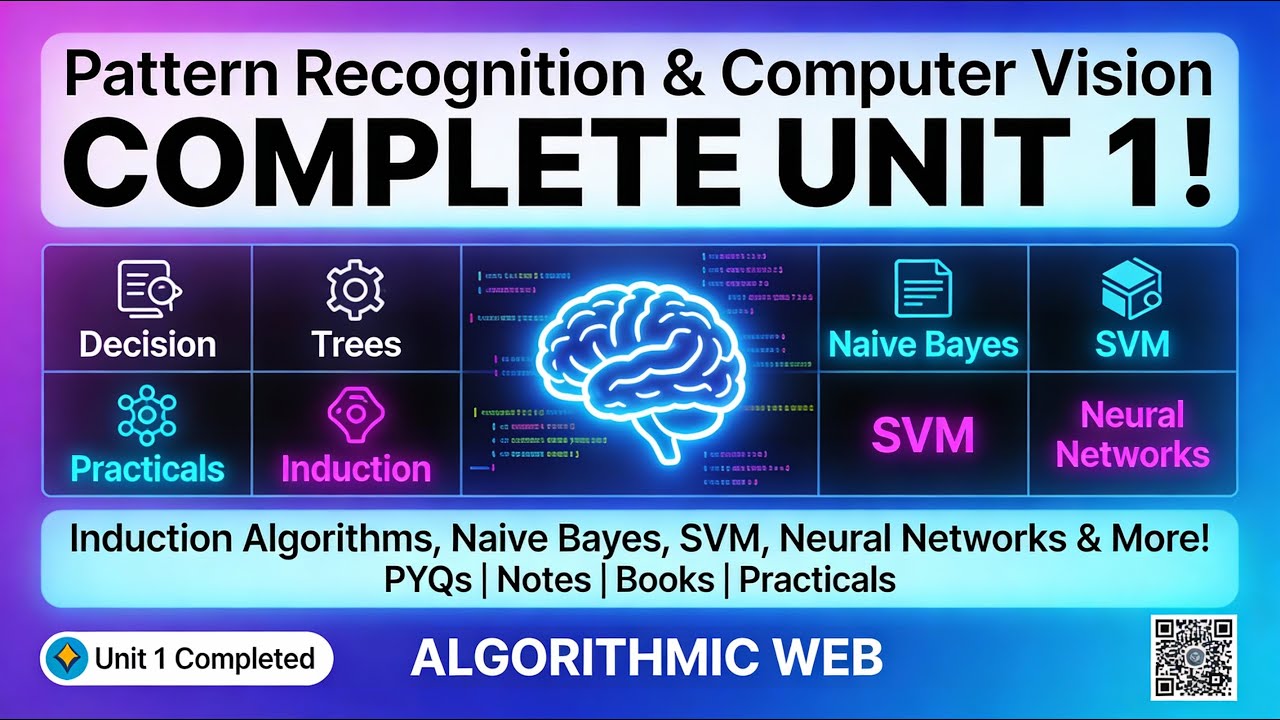 Pattern Recognition & Computer Vision - Unit 1 One Shot | IPU | All PYQs, Notes, Books, Practicals
