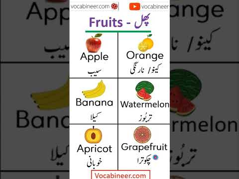 Fruits Vocabulary in English with Urdu Meanings
