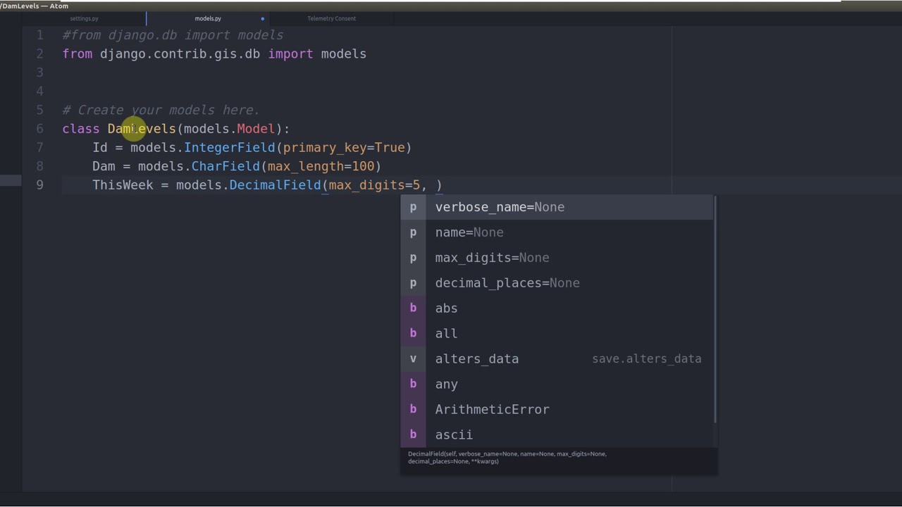 7   Creating a Model in models py (Best GeoDjango Tutorial)