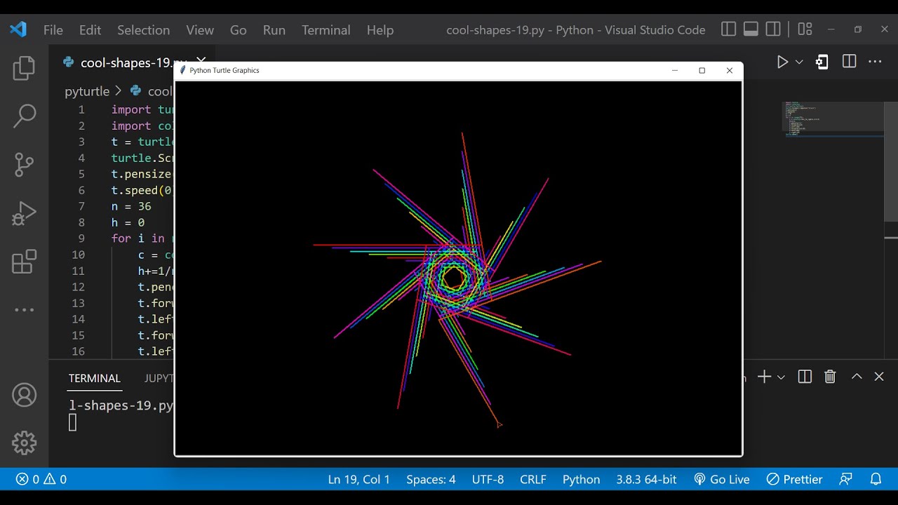 Python Turtle Graphics - 29 | Cool Shape Drawing | Python Turtle Coding Video | Learnonpy |