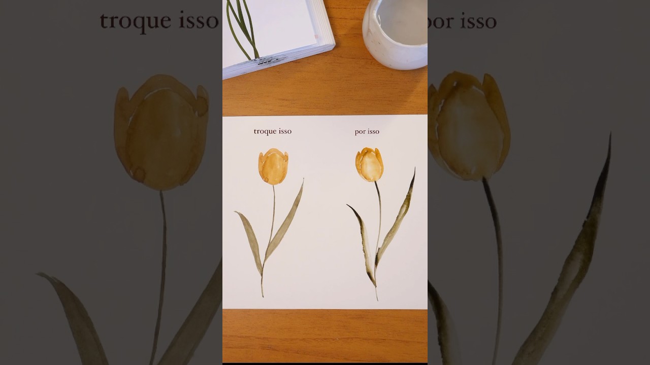 Como pintar de forma simples uma tulipa em aquarela 🌷