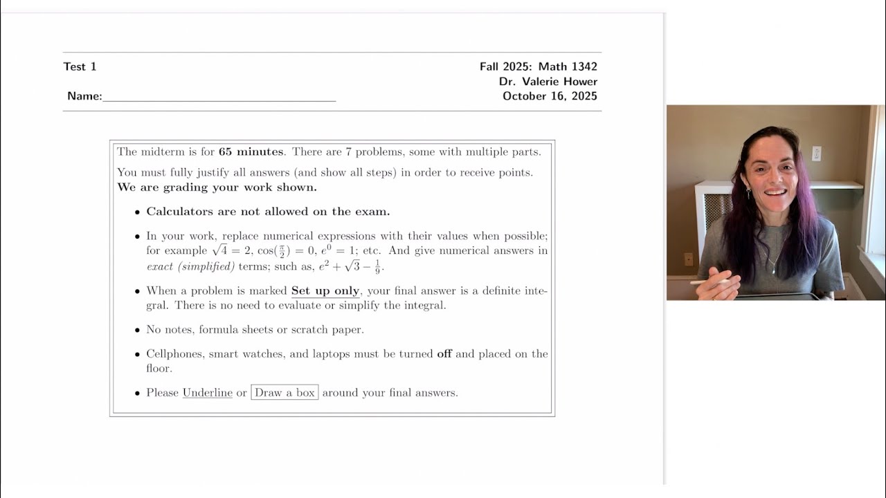 Calculus II: Test 1 Review (Previous Test)