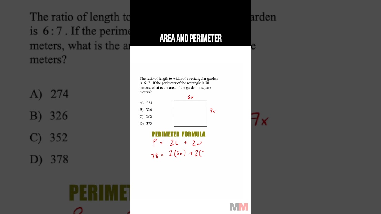 Perimeter and Area Word Problem For the SAT and ACT test