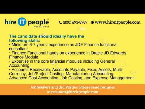 JD Edwards Jobs | JDE Functional - Financials Jobs | Long Beach, CA | Job ID: 38614 |
