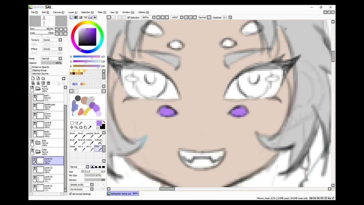 Babispider Reference Sheet Timelapse - Paint Tool Sai