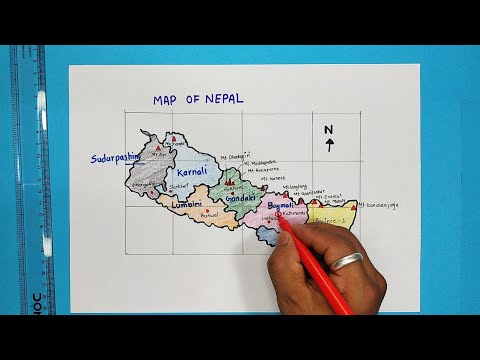 How to draw New Map of Nepal very easily with Seven provinces, SEE Social Studies Map work Pencil