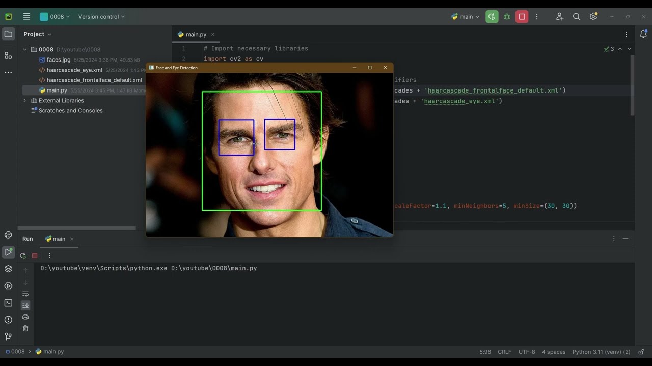 09 - Face and Eye Detection Using Haar Cascade Classifier in Python OpenCV Tutorial #imageprocessing
