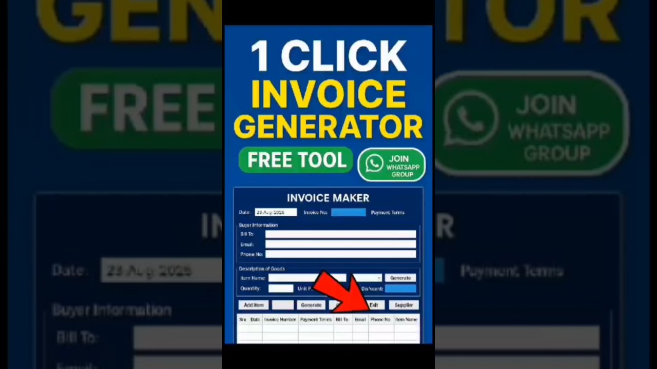#shorts #invoicegenerator 1 Click Auto Invoice Generator | Free Tool (PDF & Excel) #exceltips #excel