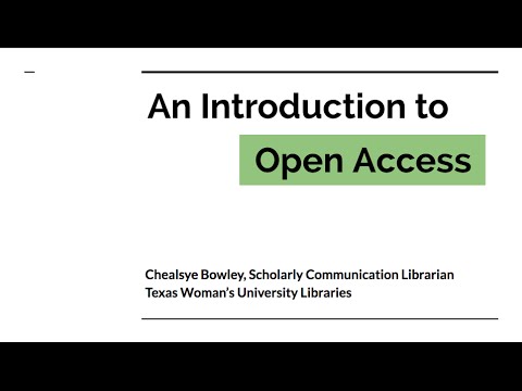 Introduction to Open Access