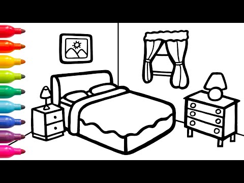 Sypialnia Rysowanie i kolorowanie dla dzieci i nauka mebli #06