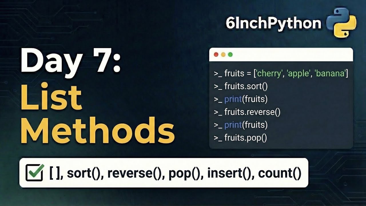 Python List Methods Tutorial: append, insert, pop, remove, and sort Explained