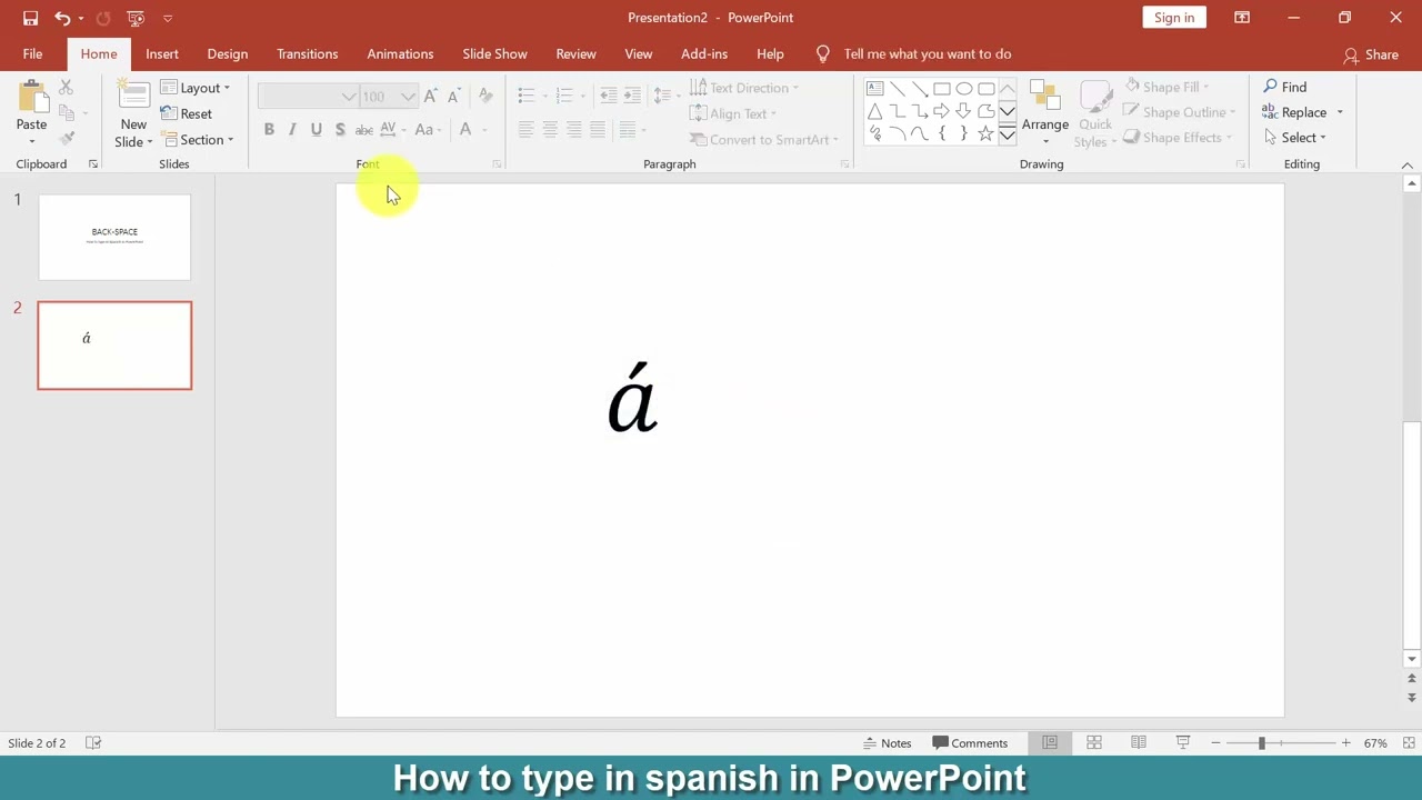 How to type in Spanish in PowerPoint
