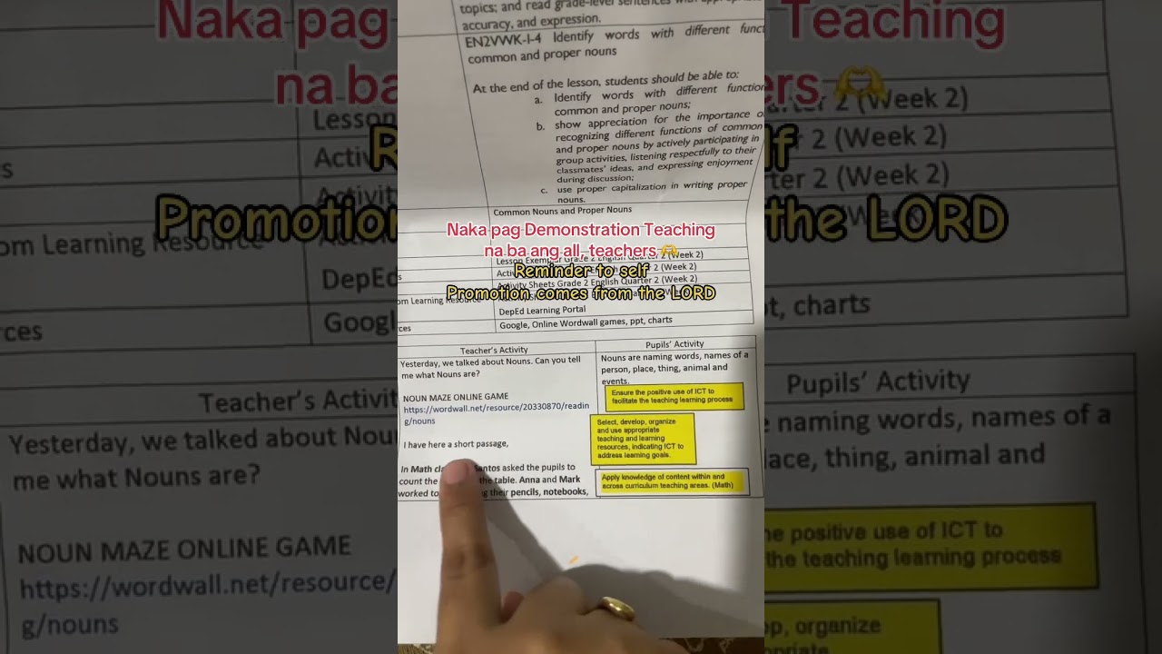 Demonstration teaching lesson plan