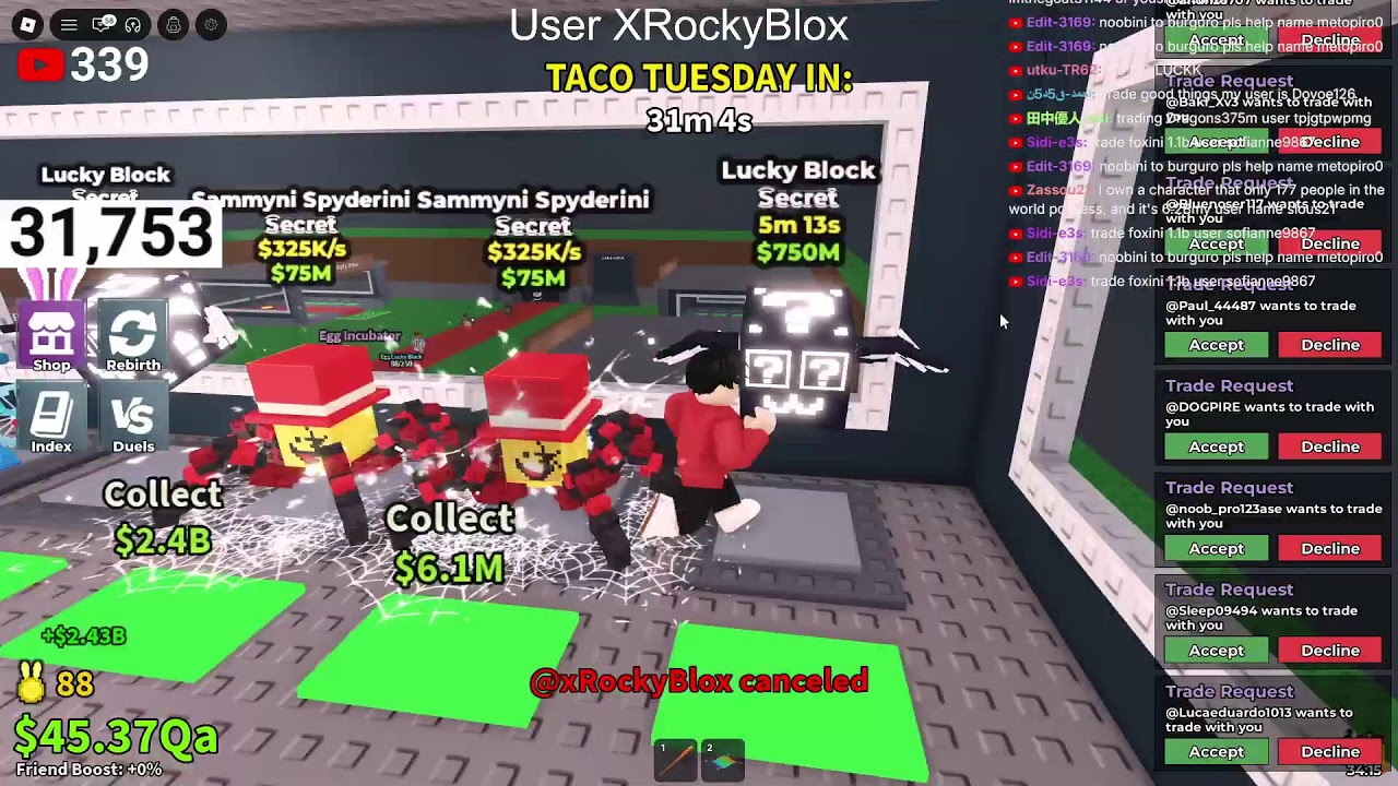TACO TUESDAY LIVE TRADING In STEAL A BRAINROT! (Roblox)
