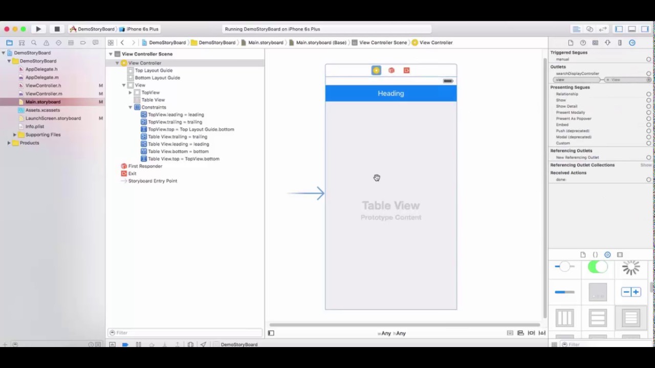 Connect Tableview to ViewController in StoryBoard  ios