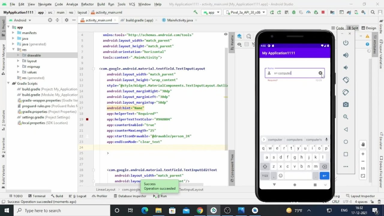 Material design Edit Text -TextInputEditText in Android Studio | Program-1| #Android Studio Tutorial