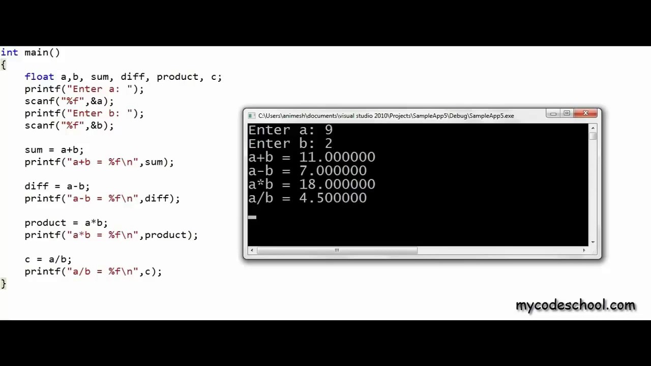 Using Arithmetic Operators - C Programming Tutorial