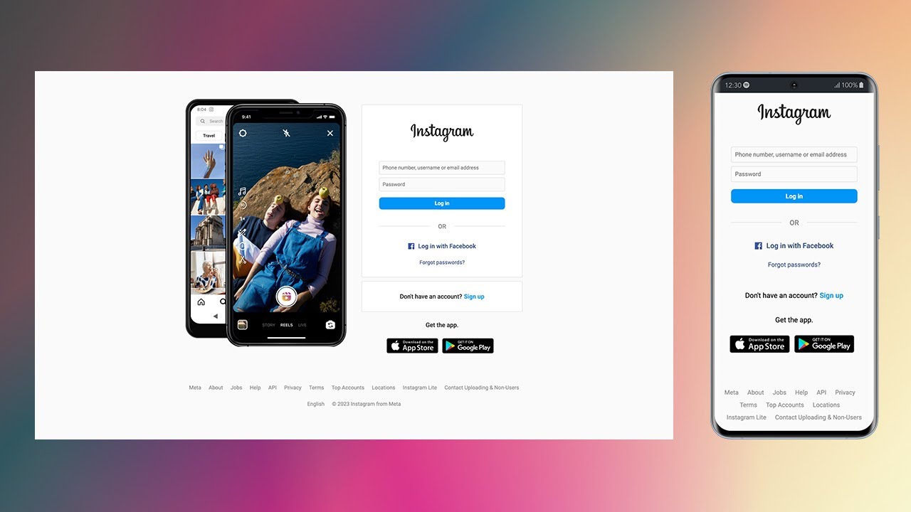 Creating Pixel perfect responsive instagram landing/login page using HTML and CSS  🔥 🔥