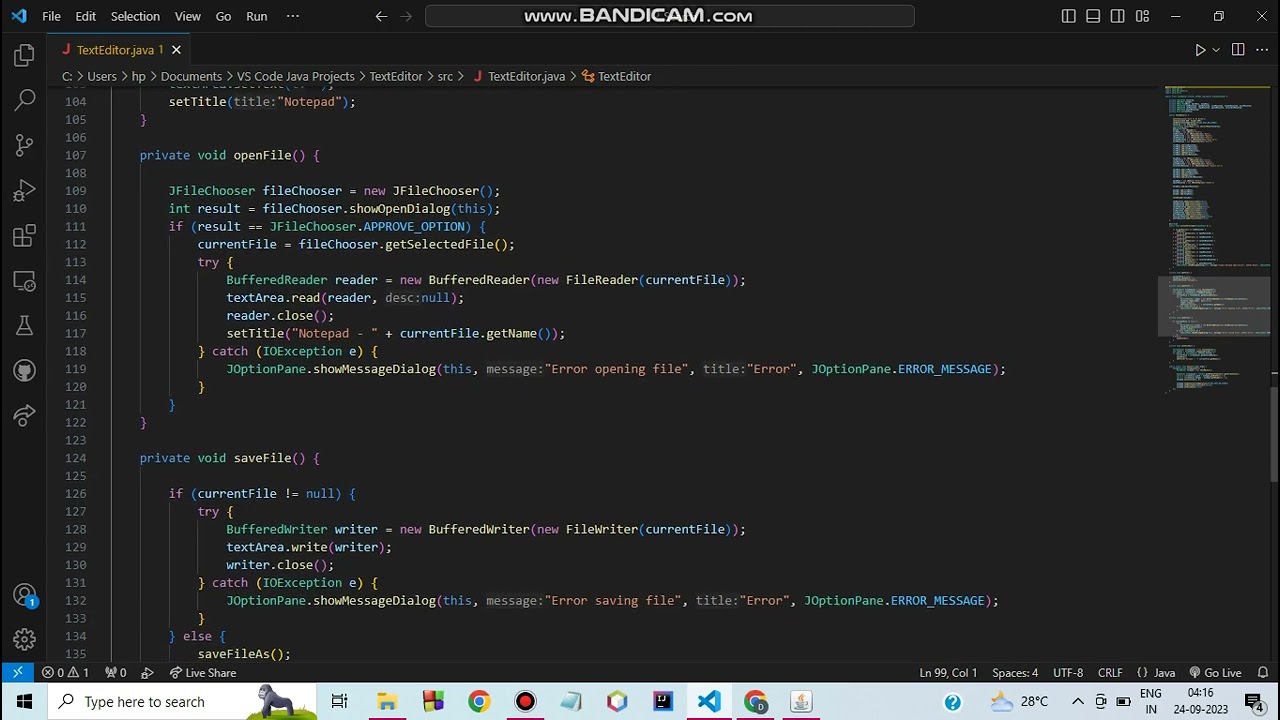 Text Editor Project | With Source Code | Core Java Concepts | Java Swing | AWT | JTextArea | JMenu