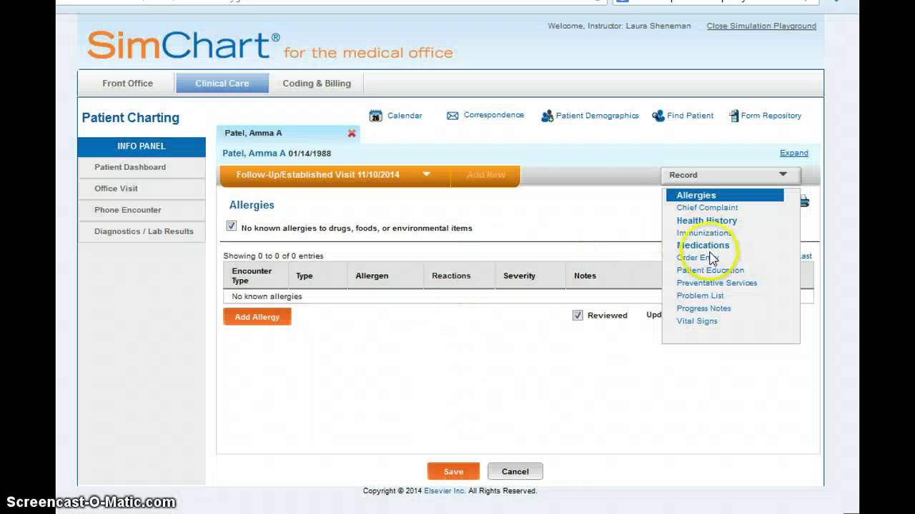 Simchart document preventative services