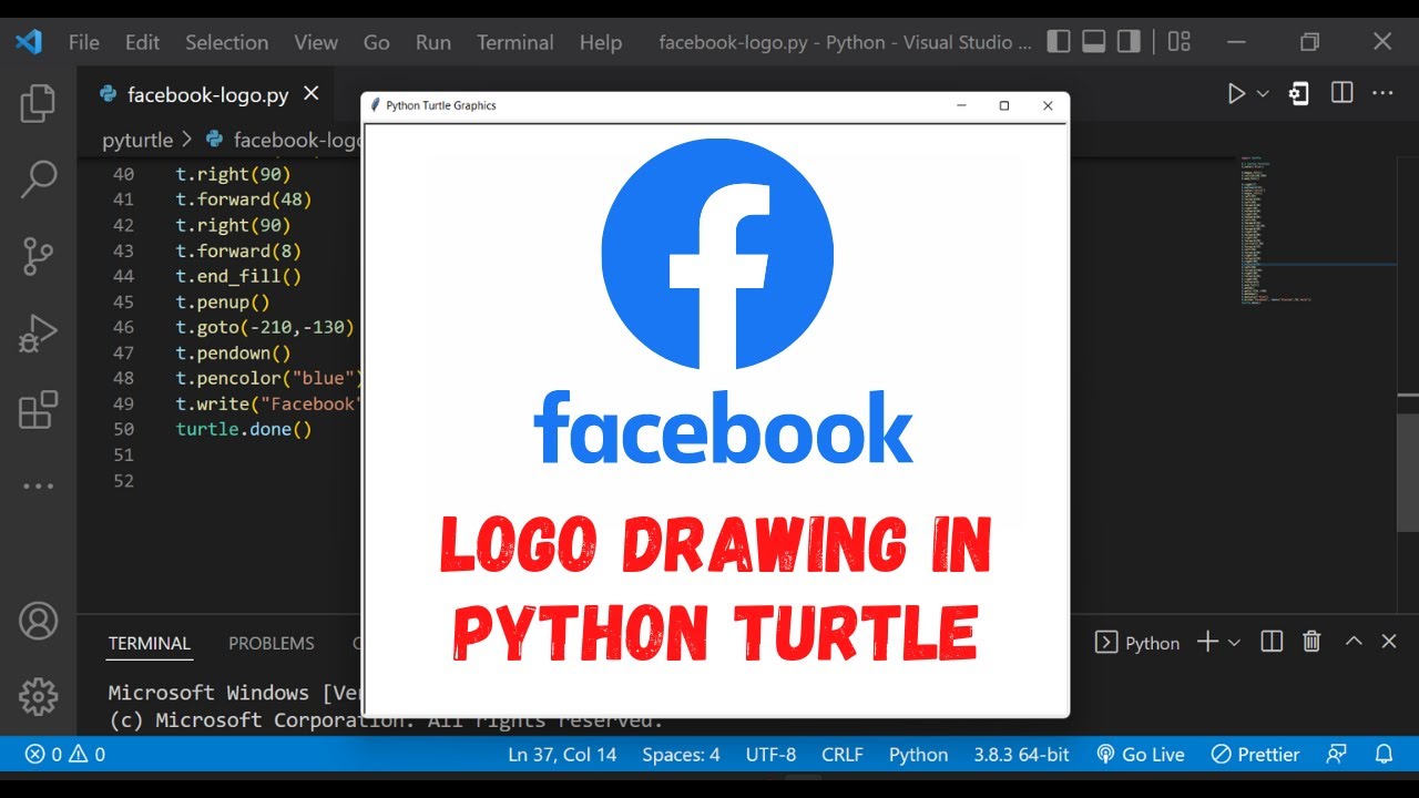 FACEBOOK Logo Drawing Using Python Turtle |Python Turtle Graphics | Python Animations | @facebookapp
