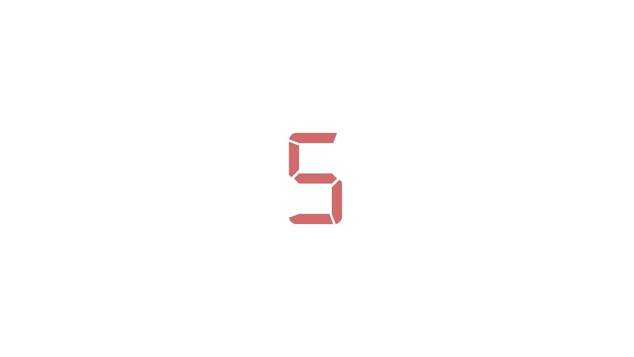 5-Second Timer | Red Digital On White Background