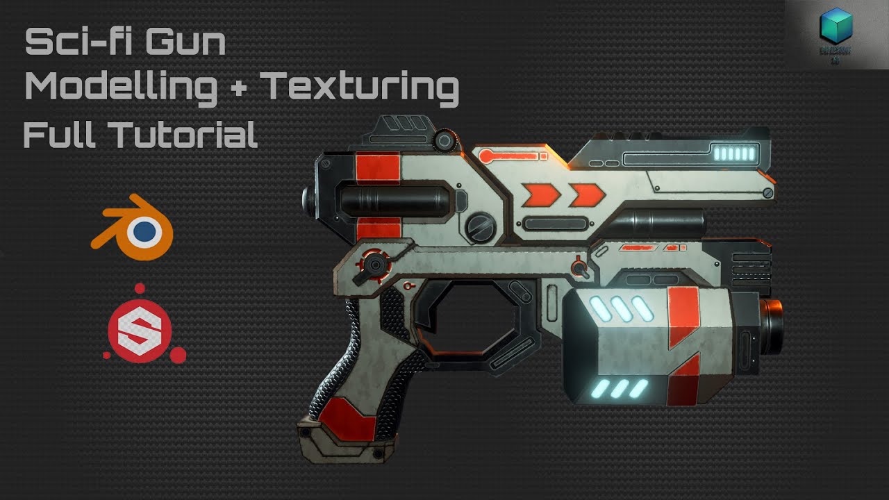 Sci- Fi Gun Modelling & Texturing - Full Tutorial - Blender / Substance Painter