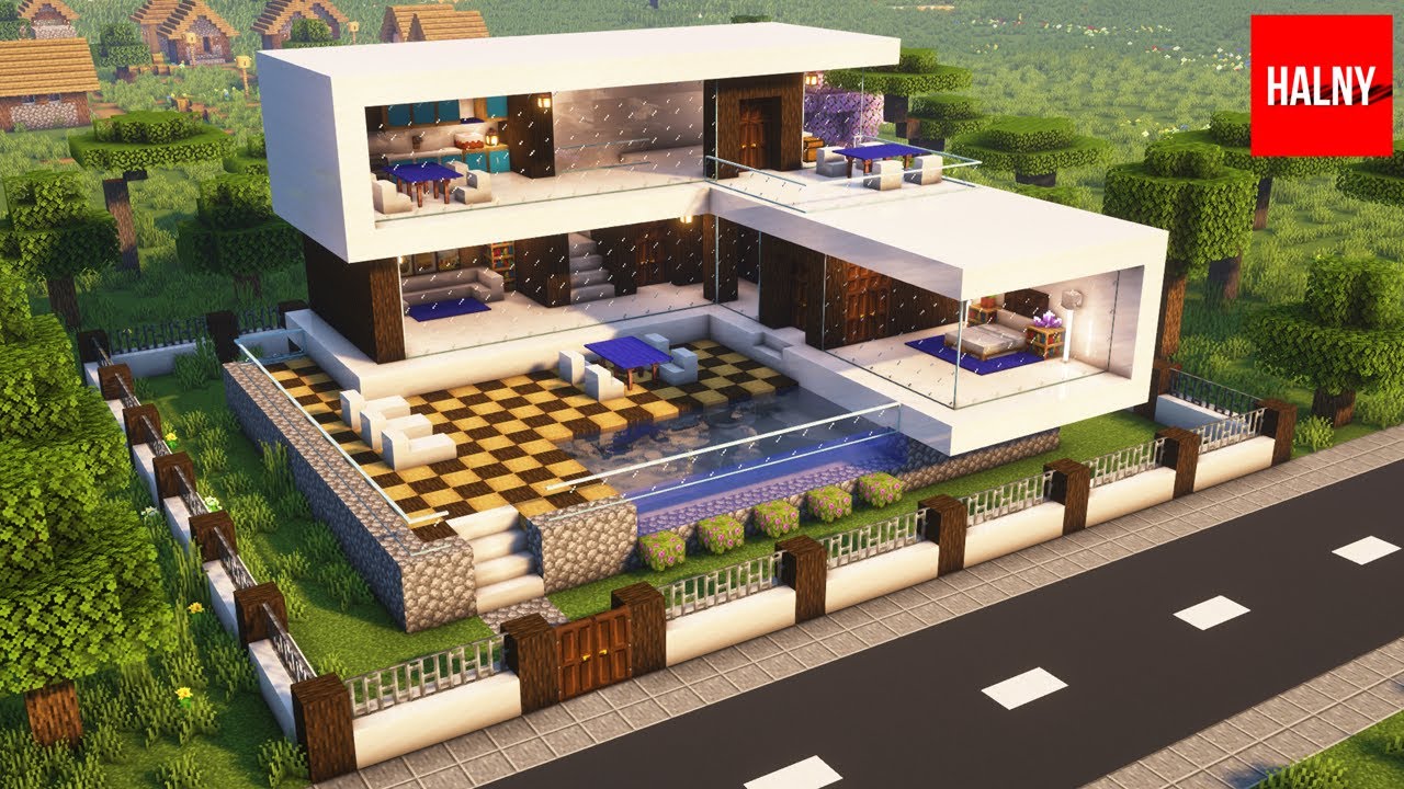 Best modern house in minecraft (TUTORIAL) - Minecraft Builders