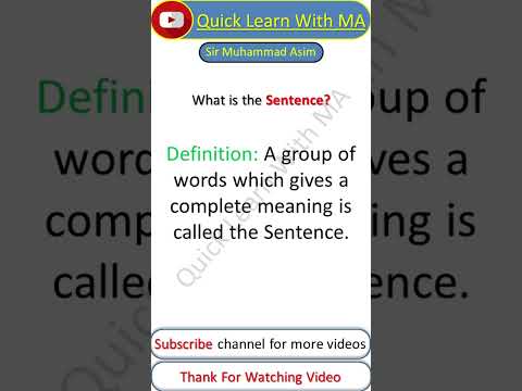 Definition of Sentencec || What is Sentence || Quick Learn With MA