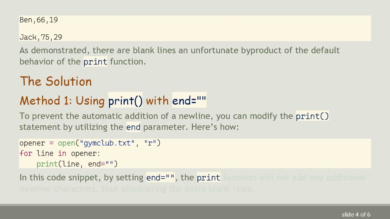 How to Print Every Line in a Text File Without Empty Lines in Between Using Python