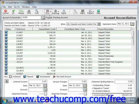Peachtree Tutorial Reconciling Bank Accounts Sage Training Lesson 8.3