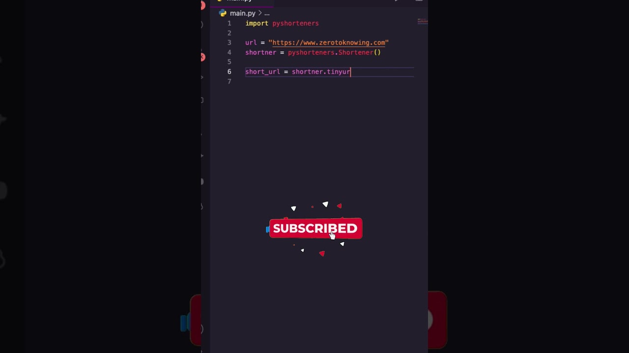 Shorten URLs in 44 Seconds: A Python Tutorial #pythontutorial #shorts