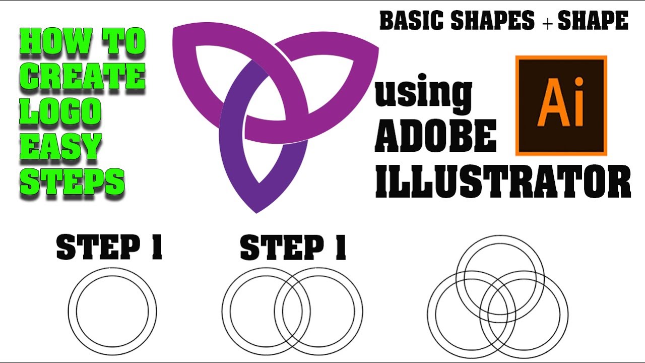 Easy Logo Design in Adobe Illustrator | Basic Shapes & Shape Builder EASY Tutorial